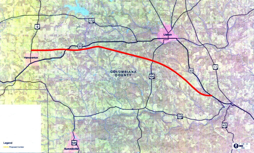 The path to a Route 30 highway could begin with a two-lane county road ...
